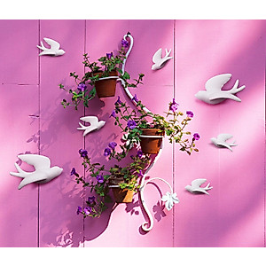 MORMEII 6PC White Ceramic Birds Figurines Wall Art for Home Garden Wall Decoration