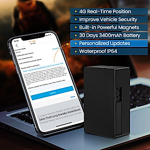 ABLEGRID GPS Tracker for Vehicles Small Real Time Tracking Device for Car 3400mAh 30 Days Battery Magnetic 4G LTE Car Tracker Locator - First Month Free
