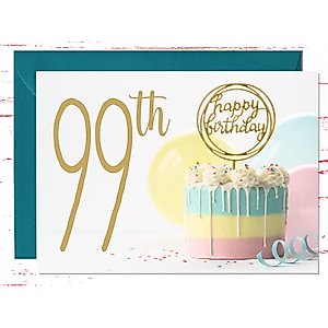 Audacious Cards 99th Birthday Card - Beautiful 99th Birthday Card for Women, For Her for 99 Year Old Birthday