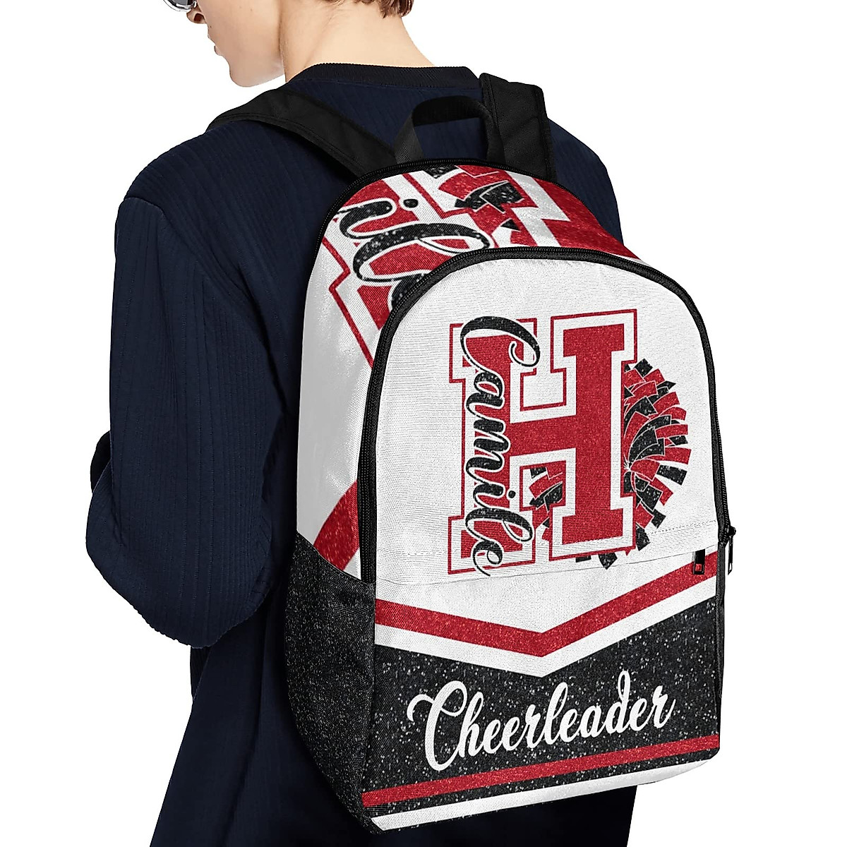 Yeshop Black Glitter Personalized Backpack for Teen Boys Girls,Custom Travel Backpack Bookbag Casual Bag Name Gift 11.8"(L) x 5.51"(W) x 17.72"(H)