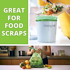 Simply Bio 3 Gallon Compostable Trash Bag with Drawstring, Heavy Duty Extra Thick 1 Mil, 50 Count, 11.36 Liter, Small Kitchen Food Scrap Trash Bags, ASTM D6400, US BPI and Europe OK Compost Certified