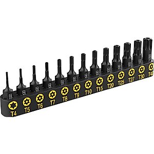 LEXIVON Tamper Proof Torx Bit Set, Premium S2 Alloy Steel | 13-Piece Security Star Bits, T4 - T40 | Precision CNC Machined (LX-301)