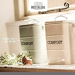 KitchenCraft Living Nostalgia Kitchen Compost bin Made of Metal, Steel, Green