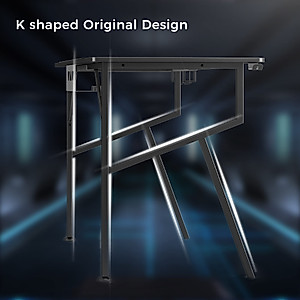 It's_Organized Gaming Desk 47 inch K-Frame Design Computer Desk, Home Office Desk Table Professional Gamer Workstation with Cup Holder Headphone Hook Controller Stand Free Mousepad, Black