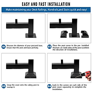 Post Cover Plate for 2" Floor Flange, 2-Piece, Flange Base Shoe for Railings, Post Skirt Cover, Black