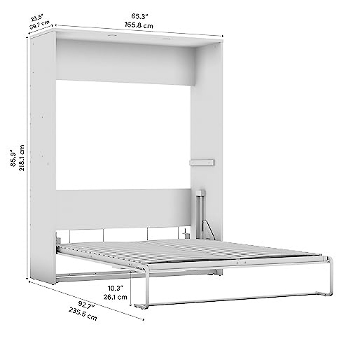Bestar, Cielo Collection, Queen Murphy Bed with Built-in LED Lights (Bark Grey & White)