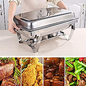UZOURI Stainless Steel Chafing Dish Sets, 11L Rectangle Chafing Dish Set Food Warmer Buffet with Food Pans Fuel Holders, for Buffet Catering Kitchen Party