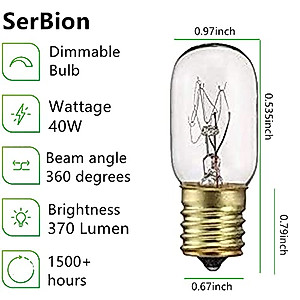 Microwave Light Bulb, Over Stove Appliance Replacement 40W Incandescent for Refrigerator, 40W E17 120V Indicator Intermediate Base Microwave Oven Bulb, Microwaves and The Lava Lamps - Replaces, 8Pack