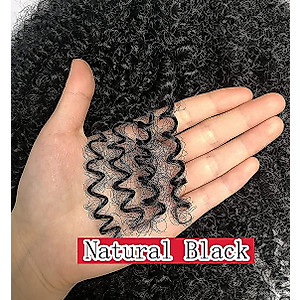 RunM Short Curly Afro Wig With Bangs for Black Women Kinky Curly Hair Wig Afro Synthetic Full Wigs（Black）