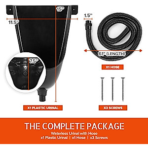 Stock Your Home Waterless Urinal for Men (Gray), Plastic Urinals for Men's Garage, Shed, or Backyard, Wall Mount Urine Diverter and Outdoor Camper Urinals, Portable Urinal for Men, Waterless Toilet