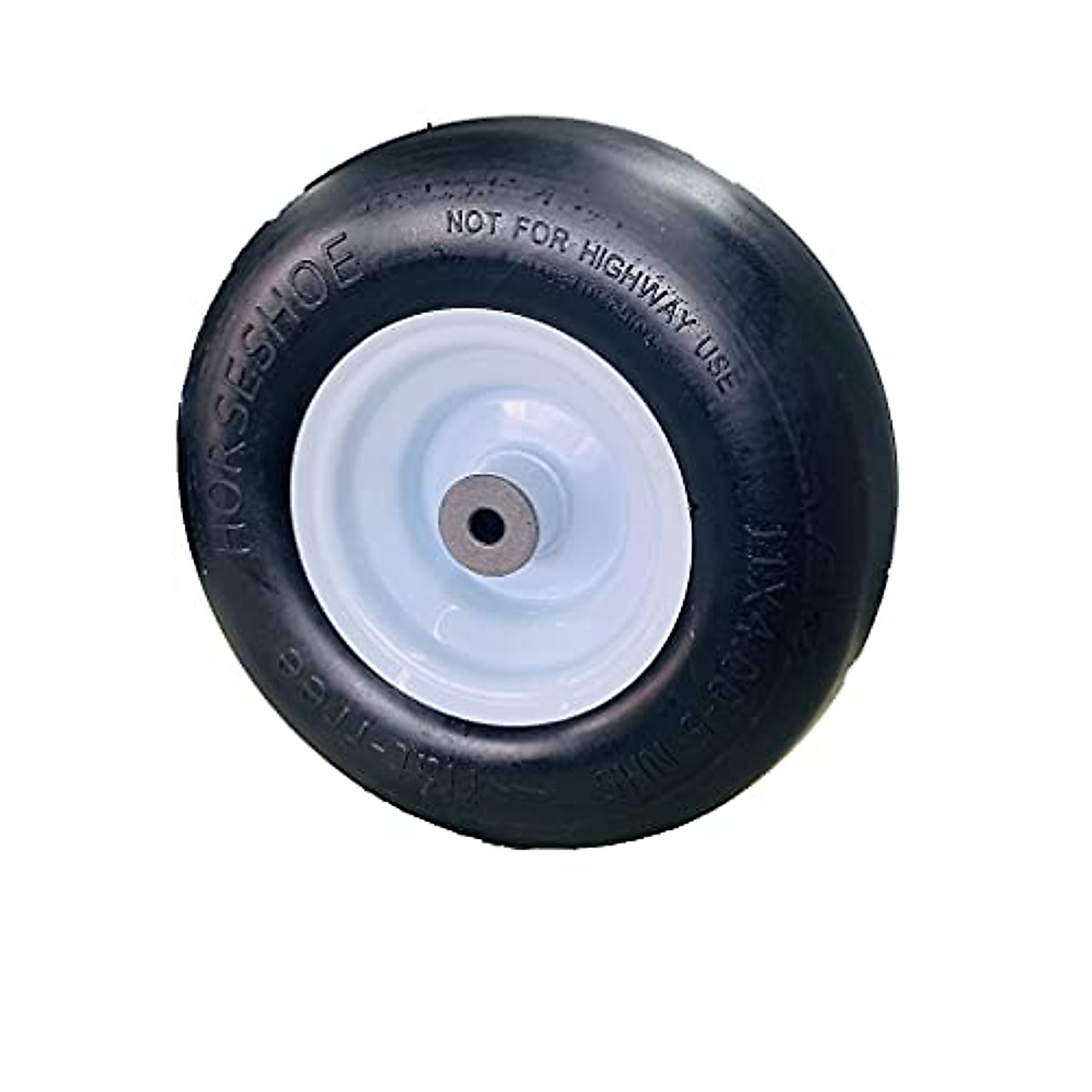 2 New HORSESHOE 11x4.00-5 Flat-Free Smooth Tires w/Steel Rim for Zero Turn Lawn Mower Garden Tractor - Hub length 3"-7" with 1/2" or 1" Bore 114005 T161