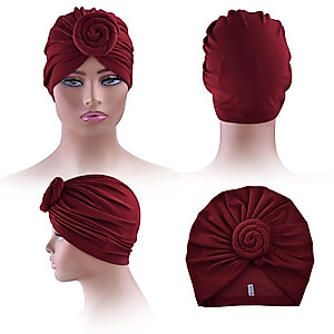 6 Pcs Head Wrap for Women Turban Hats Headband African Twist Knot Pre-Tied Headwraps for Female Beanie Caps