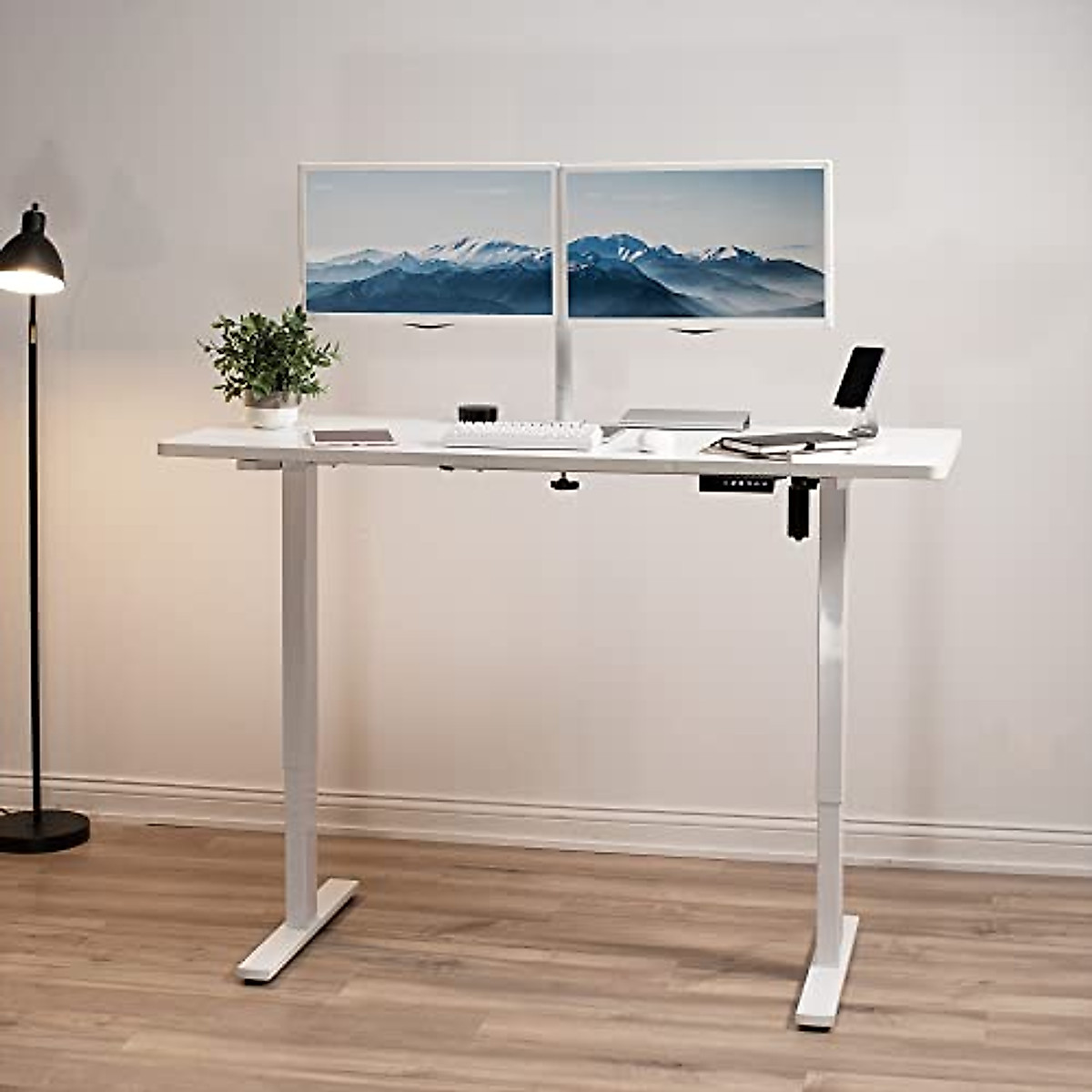 VIVO Electric Stand Up Desk Frame Workstation, Frame Only, Single Motor Ergonomic Standing Height Adjustable Base with Memory Controller, White, DESK-V100EWY