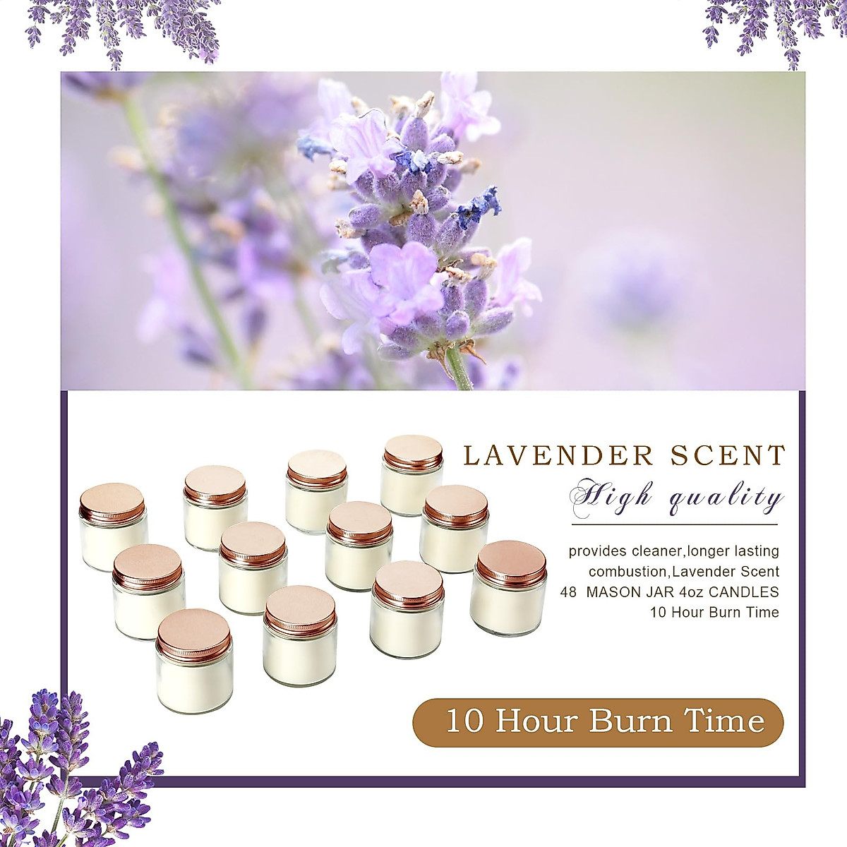 Jutom 48 Pack Mini Mason Jar Candles 4 oz Small Lavender Scented Wax Candles Bulk for Wedding Valentine Baby Shower Party Favors Aromatherapy Candles for Home Meditation(Rose Gold Lid)