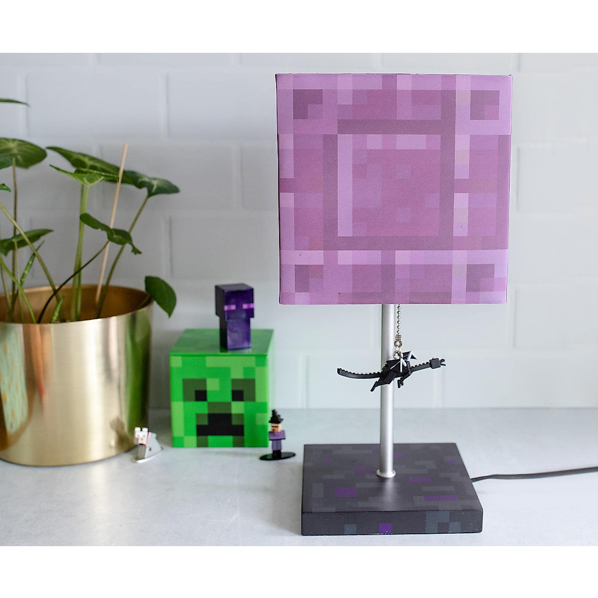 Minecraft Nether Portal Desk Lamp with Ender Dragon Pull