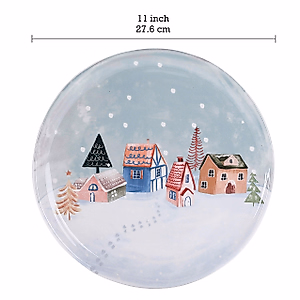 Bico Nordic Village 11 inch Dinner Plates, Set of 4, for Pasta, Salad, Maincourse, Microwave & Dishwasher Safe