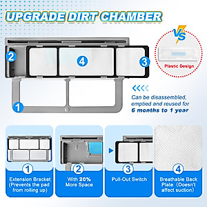 KEEPOW Reusable Vacmop Replacement Pads Compatible with Shark Vac Mop VM252 VM200 VC205 VM250 VM190 VM200P12, Vacuum Mop Pads Refills for Hardwood Floor with Upgraded Dirt Chamber, Blue, 2+1+1 Pack