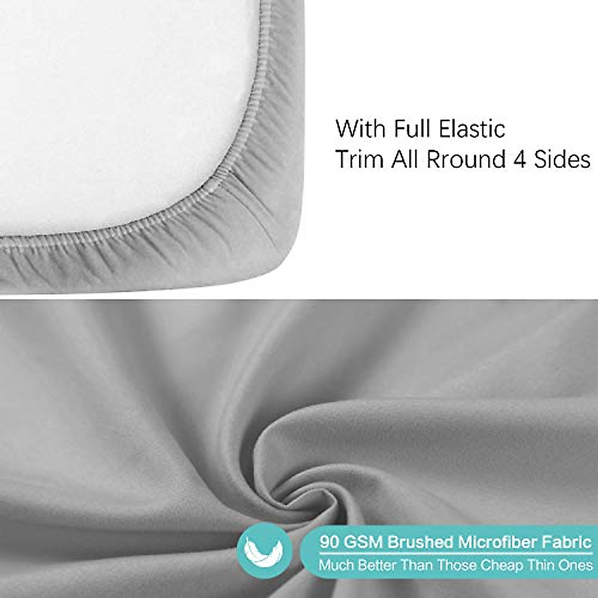 Nicesure Microfiber Fitted Crib Sheet - Soft and Breathable Toddler Sheets for 28 x 52in Fits Standard Crib and Toddler Mattress,2 Pack Set (Gray)