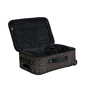 Rockland Vara Softside 3-Piece Upright Luggage Set, Expandable,Lightweight,Telescopic Handle,Wheel, Leopard, (20/22/28)