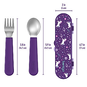 Bentgo® Kids Stainless Steel Prints Lunch Box Set With Reusable Stainless Steel Utensils (Unicorn)