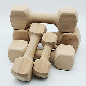 Kuntrona Safe Non-Toxic Wooden Dog Training Dumbbell Pet Bite Toys for Dogs Outdoor Interactive Supplies S M Burlywood 15X4.8CM