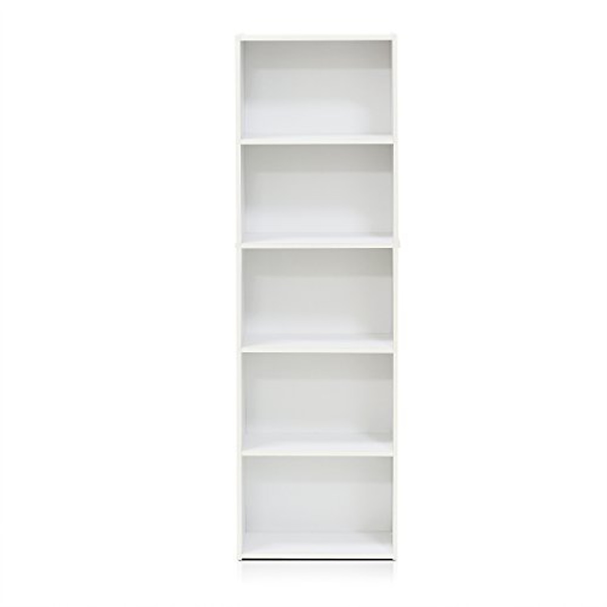 Furinno Luder Bookcase/Book/Storage, 5-Tier, White & FURINNO Jaya Simple Home 3-Tier Adjustable Shelf Bookcase, White