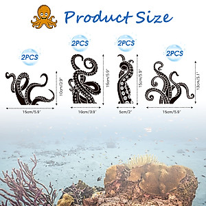 OOTSR 8PCS Octopus Tentacles Wall Decals Sticker, Vinyl Wall Art Decal, Kraken Octopus Toilet Decor Sticker, Wall Art Sticker Tentacles Bathroom Kraken Decal for Toilet Seat