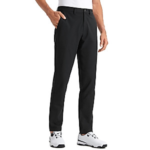 CRZ YOGA Men's All Day Comfy Golf Pants - 32" Quick Dry Lightweight Work Casual Trousers with Pockets Black 28W x 32L