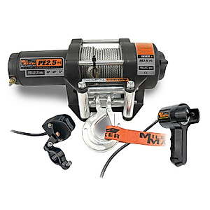 Mile Marker 77-50105BW PE2.5 ATV UTV Side by Side Electric Winch with 3/16” x 42’ Steel Cable - 2500 Pound Capacity - Fully Sealed, Submersible, Water, Mud & Snow Proof