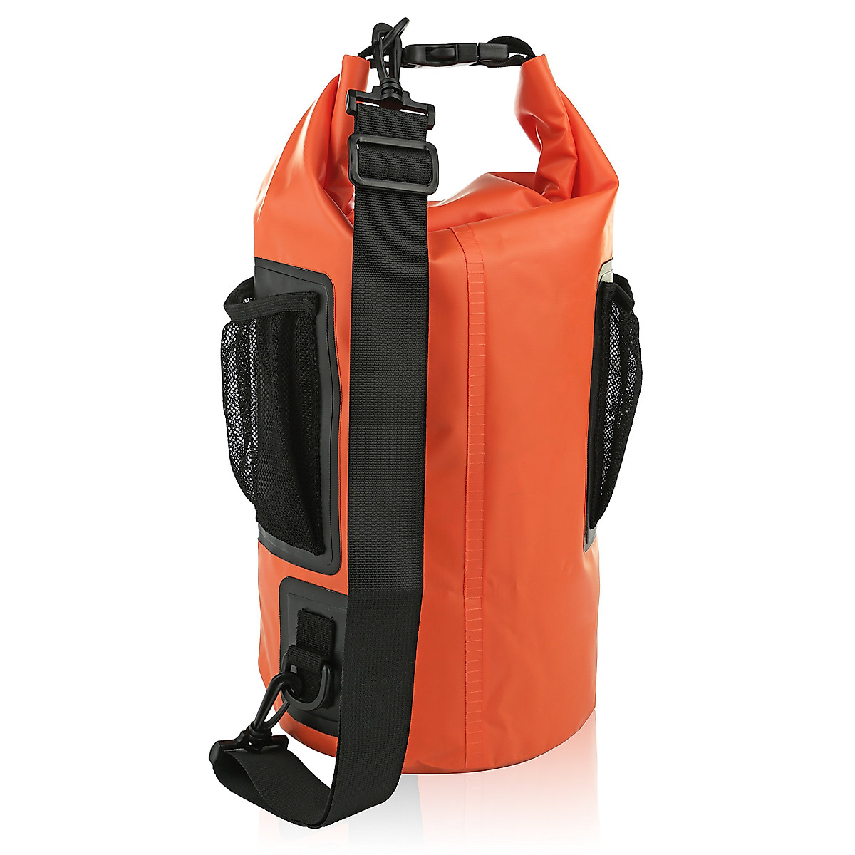 Kinsard Waterproof Dry Bags, Roll Top Sack, With Zipper, Side Pockets, and Adjustable Straps-Protects Valueables and All Gear, For Kayaking, Boating, Beach, Hiking, 10 Liter Dry Bag(Orange)