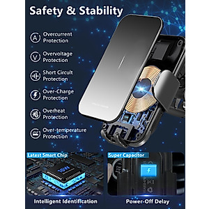 Wireless Car Charger for Samsung Galaxy Z Flip, 15W Charging [AUTO Moving Coil], Dash Air Vent Auto-Clamping Car Phone Holder Charger Mount Wireless Charging for iPhone 15/14/13, Galaxy Z Flip 5/4/3