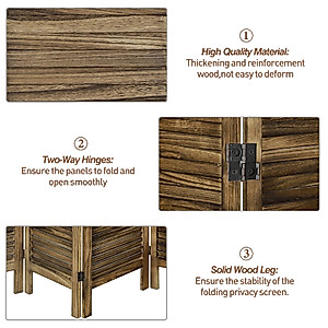 Babion 6 Panel Room Dividers, Wood Room Divider Screen, Room Dividers and Folding Privacy Screens, Folding Portable Partition Screen, Modern Bedroom Decoration(Dark Brown)