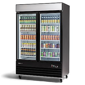 PEAKCOLD 2 Door Upright Commercial Display Cooler - Large Capacity Glass Door Merchandiser Cooler; 45 CU Ft.
