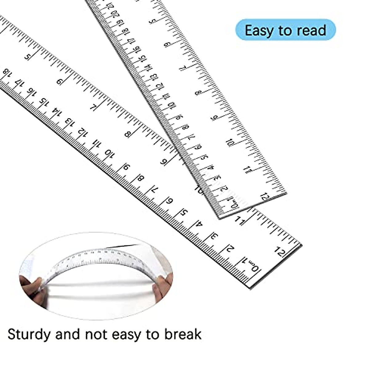 7 Pack Clear Rulers, Plastic Ruler 12 inch Transparent Straight Ruler with Centimeters and Inches, Kids Rulers Bulk for Student Kids Classroom School Office Standard Ruler