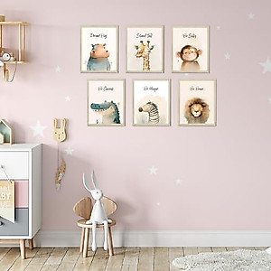 BigWig Prints Safari Nursery Decor - Baby Animal Wall Art, Jungle Nursery Posters, Safari Room Decorations for Boys, Inspirational Animal Art for Baby Rooms - Unframed Set of 6 (8x10)
