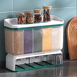 FIFOR Wall Mounted Dry Food Dispenser, 10kg/22lbs Rice Bucket Kitchen Grains Organization, Suitable for Rice, Beans, Laundry Scent Beads (Color : White b)