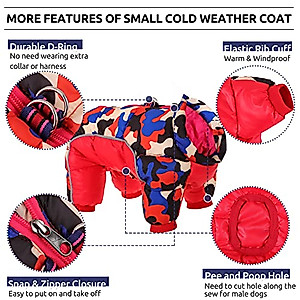 SUNFURA Winter Dog Coats, Warm Dog Down Jacket with 4 Legs, Reflective Windproof Puppy Turtleneck Snowsuit for Cold Weather, Lightweight Padded Puffer Dog Vest Apparel for Small Medium Dog