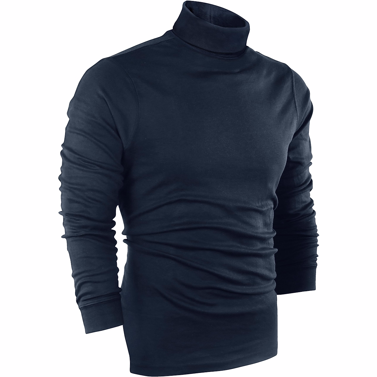 Utopia Wear Men's Turtleneck Slim Fit Lightweight Pullover Top, Large, Navy