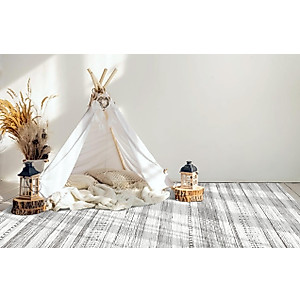 Boraya Area Rugs for Living Room: 5x7 Washable Boho Rug for Bedroom Large Neutral Bohemian Moroccan Farmhouse Geometric Dining Room Rugs Ultra Soft Floor Carpet Indoor for Home Office - Grey