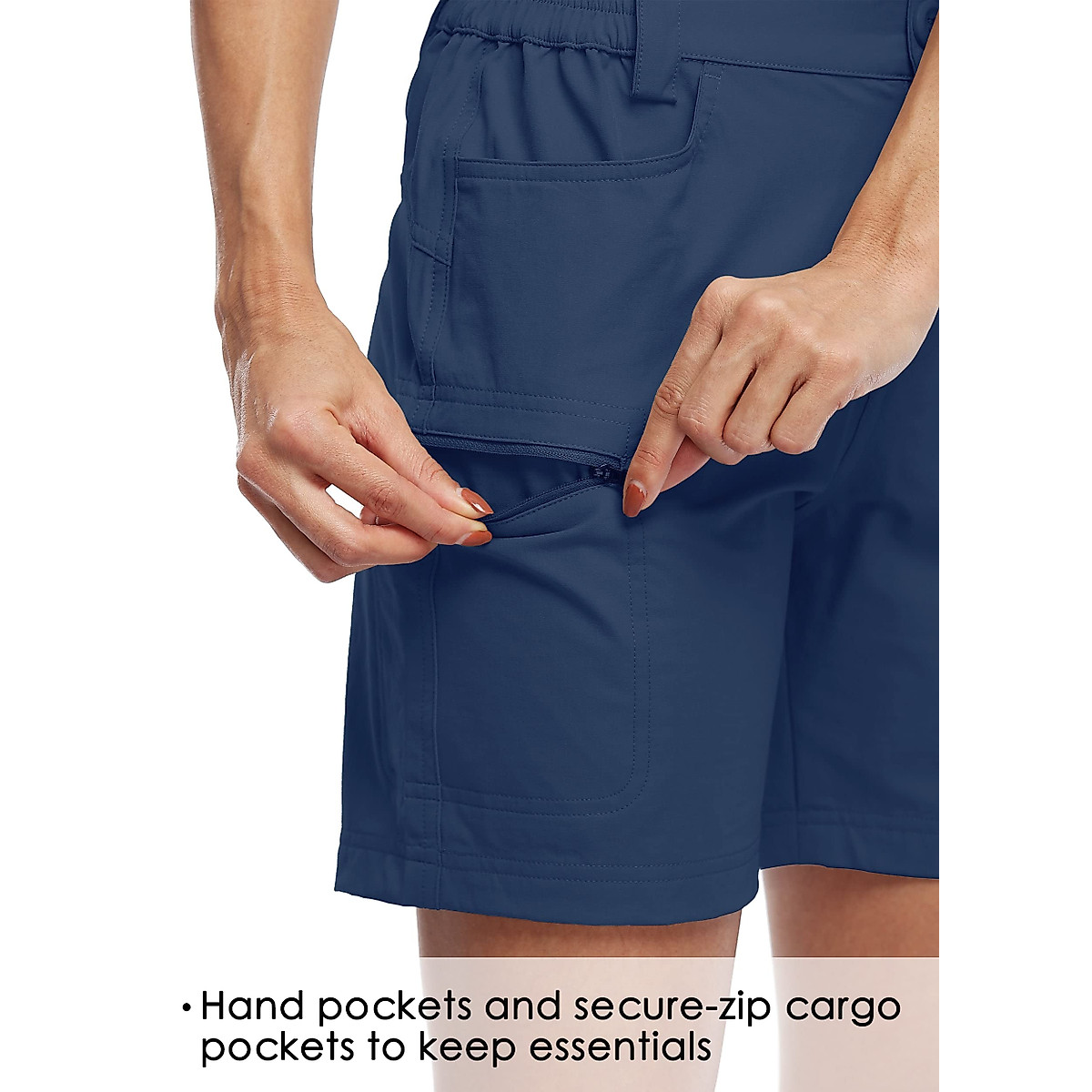 Willit Women's Shorts Hiking Cargo Golf Shorts Outdoor Summer Stretch Shorts with Pockets Water Resistant Navy Blue M