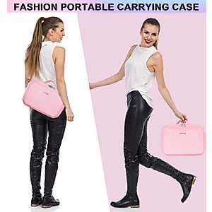YOREPEK Cute Carrying Case Compatible with Oculus Quest 2 Headsets, Basic Elite Strap, Controllers and VR Accessories for Women, Hard Meta Carry Bag for Travel and Home Storage - Pink
