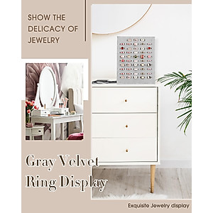 Henoyso 4 Pcs Velvet Ring Display 50 Slots Ring Stand Display Ring Holder for Selling Ring Organizer for Jewelry Tray Displays (Grey)