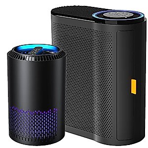 AROEVE Air Purifiers(MK01-Black) with Sleep Mode Speed Control and Air Purifiers(MK04-Black) with Air Quality Sensors Combo for Dust, Pet Dander, Smoke, Pollen for Bedroom and Office