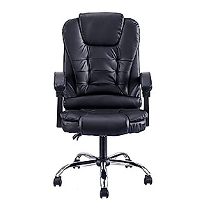 Santoll High Back Office Chair Adjustable Ergonomic Desk Chair with Padded Armrests,Executive PU Leather Swivel Task Chair with Lumbar Support (Black)