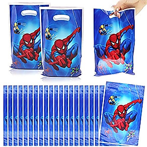 60 Gift Bags Supplies, Kids Party Bags Fillers Fun Party Prefers Birthday Gift Bags School Classroom Rewards for Boys Girls(Spider Blue)