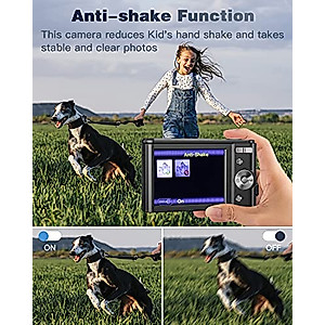 Digital Camera, Zostuic Autofocus 48MP Kids Camera with 32 GB Card 1080P Vlogging Camera with 16X Zoom, Compact Portable Mini Cameras for 4-15 Year Old Kids Children Teen Student Girls Boys(Black)