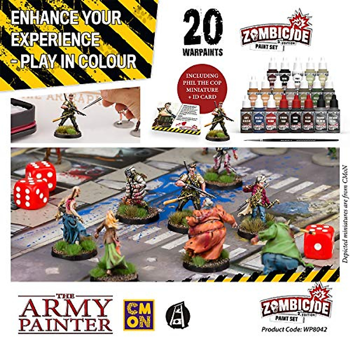 The Army Painter Zombicide 2nd Edition Core Paint Set, 20 Acrylic Paints, 1 Survivor and 1 Starter Brush for Cool Mini or Not Zombicide 2nd Edition Boardgame, Wargames Miniature Model Painting
