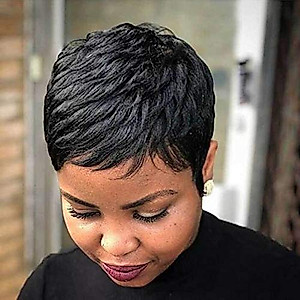 Short Black Pixie Cuts Hair Wigs African American Short Black Wig Female Hairstyles (9627-g)