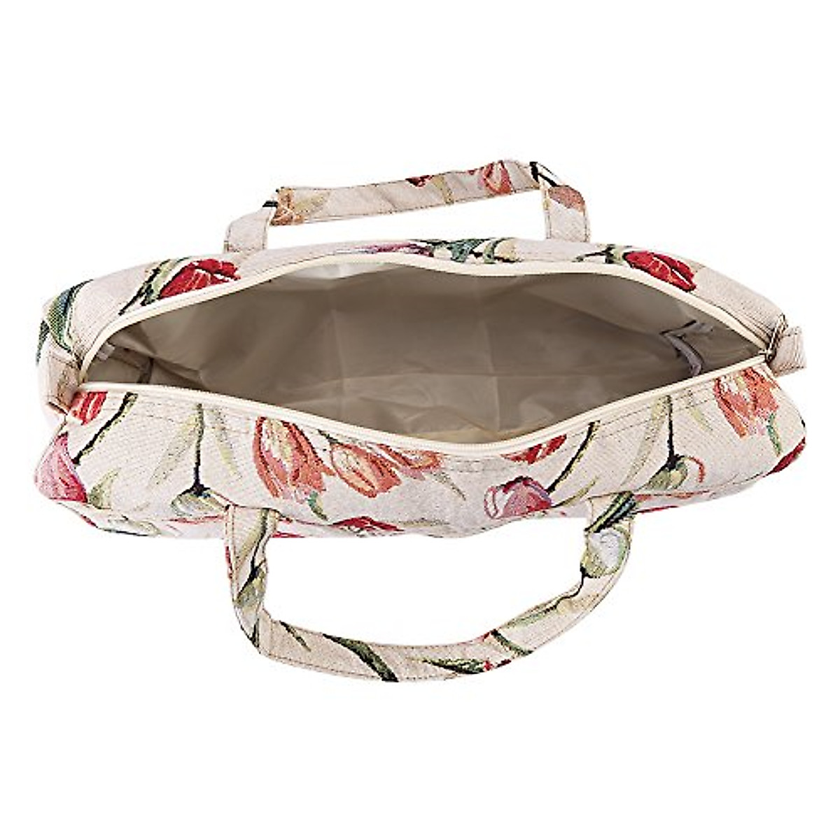 AYNEFY Handmake Knitting Bag, 17.32 x 5.51 x 6.69 inch Household Fabric Crafts Knitting Needles Storage Sweater Sewing Needles with Carry Handles Organizer Bag(Rose Jacquard)