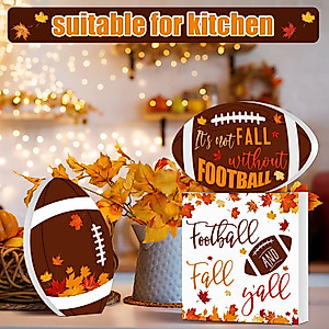 Jetec 3 Pcs Fall Football Decor Thanksgiving Fall Tiered Tray Decor Orange Maple Wooden Table Centerpieces Farmhouse Rustic Decor Decorative Table Decorations for Autumn Harvest Table Shelf(Classic)